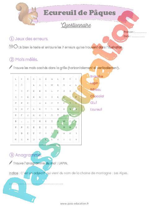 L’écureuil de Pâques – Ce1 – Lecture – Compréhension fine – Inférences ...