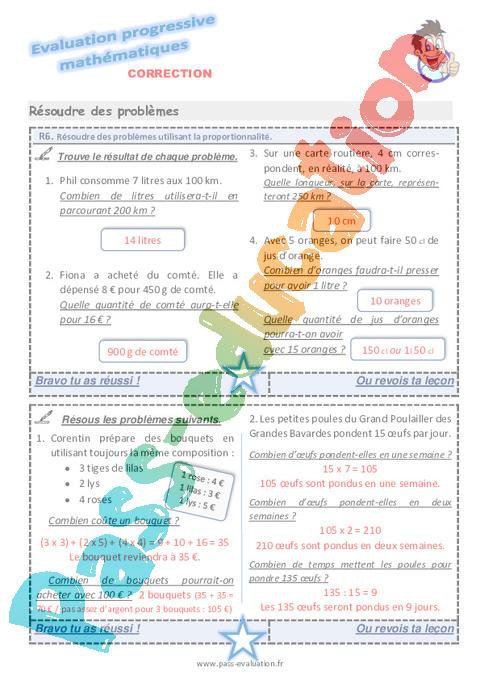 Résoudre des problèmes utilisant la proportionnalité au Cm1 – Evaluation progressive – Cycle 3 ...