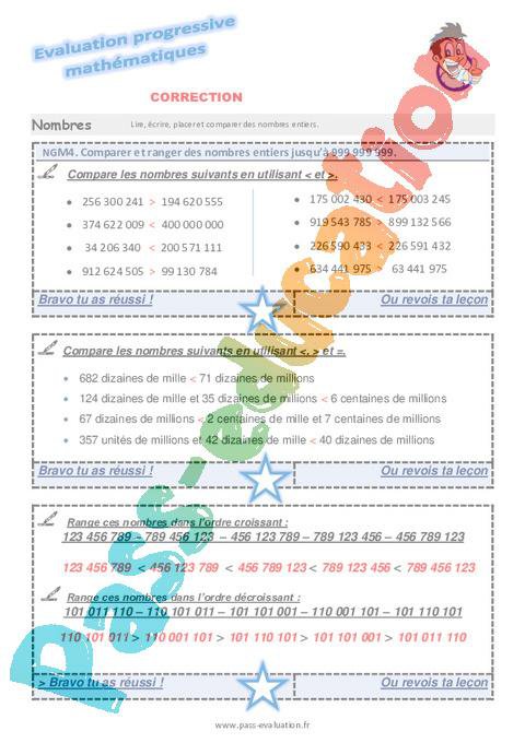 Comparer et ranger des nombres entiers jusqu’à 999 999 999 au Cm2 ...