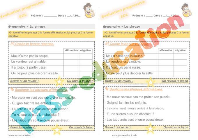 Identifier les phrases à la forme affirmative et les phrases à la forme ...