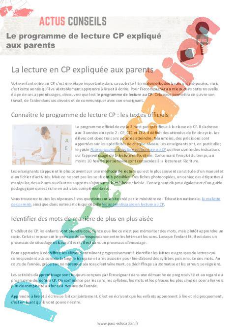 Le programme de lecture CP expliqué aux parents par Pass-education.fr ...