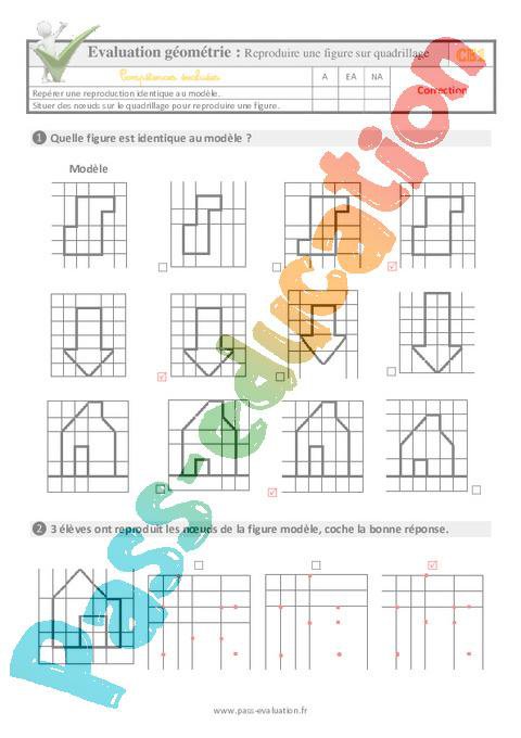 Reproduire une figure sur quadrillage au CE1 – Evaluation: QCM – Quiz ...