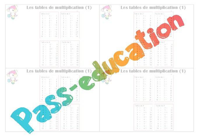 Tables de multiplication – Ce1 – Leçon – PDF gratuit à imprimer par ...