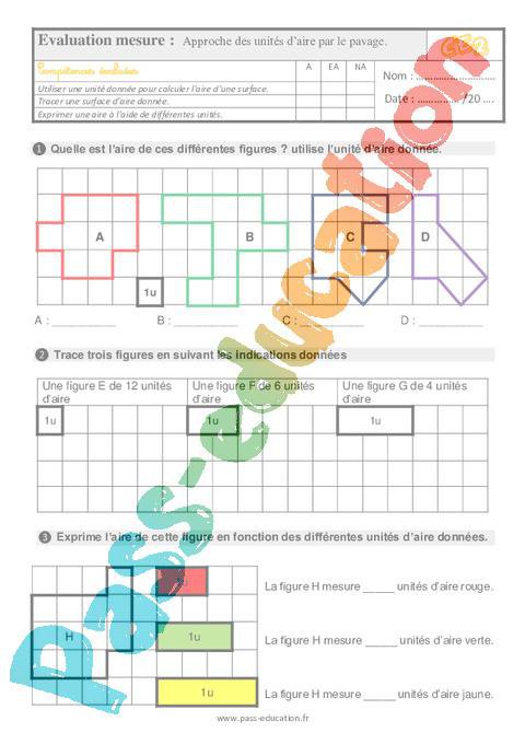 Approche des unités d’aire par le pavage au Ce2 – Évaluation, bilan ...