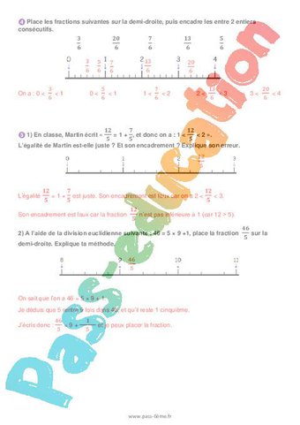 Repérer une fraction sur une droite graduée – Évaluation de 6ème ...