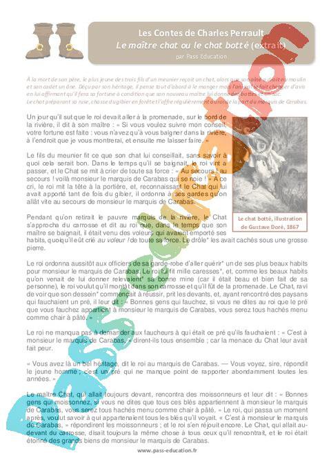 Le maître chat ou le chat botté – 6ème – Littérature – PDF à imprimer ...