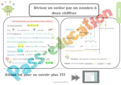 Diviser un entier par un nombre à deux chiffres au Cm2 – Leçon, trace ...