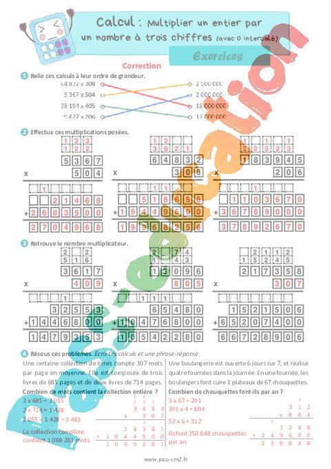 Multiplier un entier par un nombre à trois chiffres (avec 0 intercalé ...