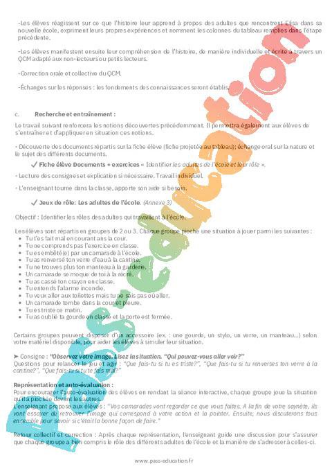 Identifier les adultes de l’école et leur rôle – CP – Séquence – Fiche ...