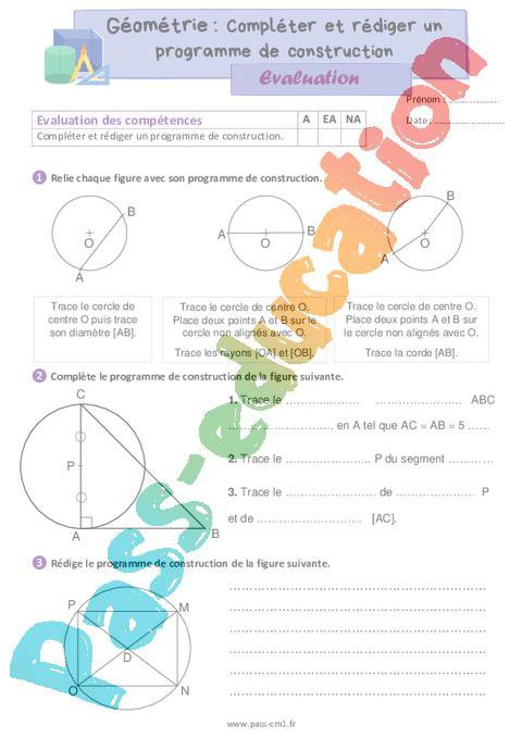 Compléter et rédiger un programme de construction – Évaluation de ...