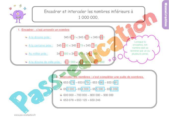 Evaluation et bilan avec le corrigé – Encadrer et intercaler les ...