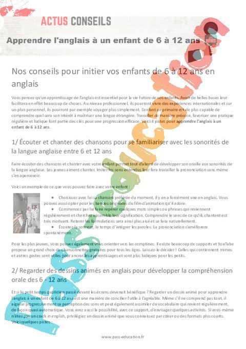 Apprendre l’anglais à un enfant de 6 à 12 ans par Pass-education.fr ...
