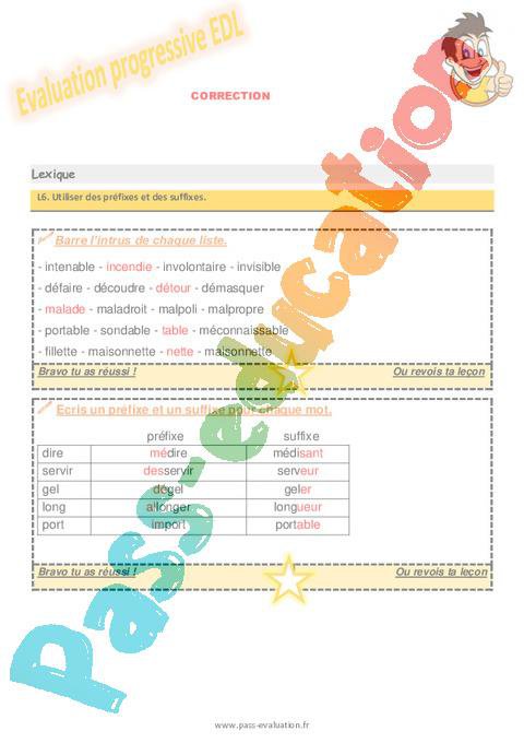 Utiliser des préfixes et des suffixes au Ce1 – Evaluation progressive ...
