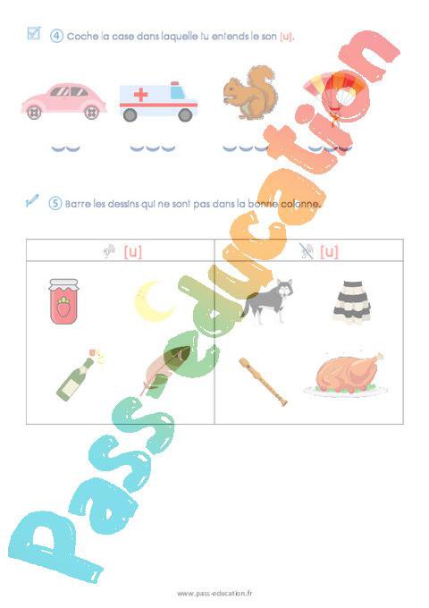 Le son [u] – GS – Phonologie – Exercices – PDF à imprimer par Pass ...