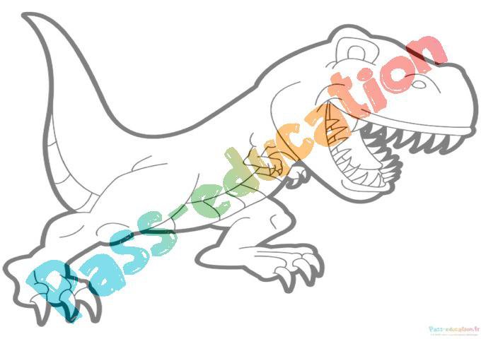 Coloriage gratuit : T rex – PDF à imprimer par Pass-education.fr ...