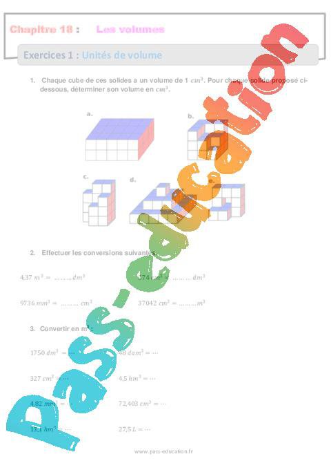 Unités de volume – 6ème – Séquence complète – PDF à imprimer par Pass ...