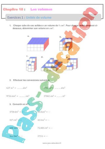 Unités de volume – 6ème – Séquence complète – Cycle 3 – PDF à imprimer ...
