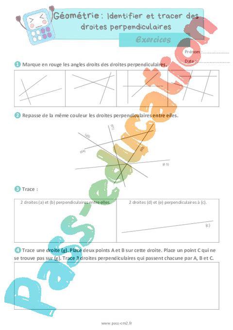 Identifier et tracer des droites perpendiculaires – Exercices de ...