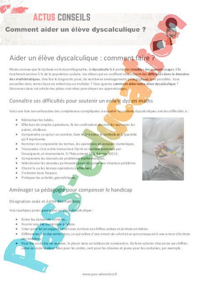 Comment aider un élève dyscalculique ? par Pass-education.fr - jenseigne.fr