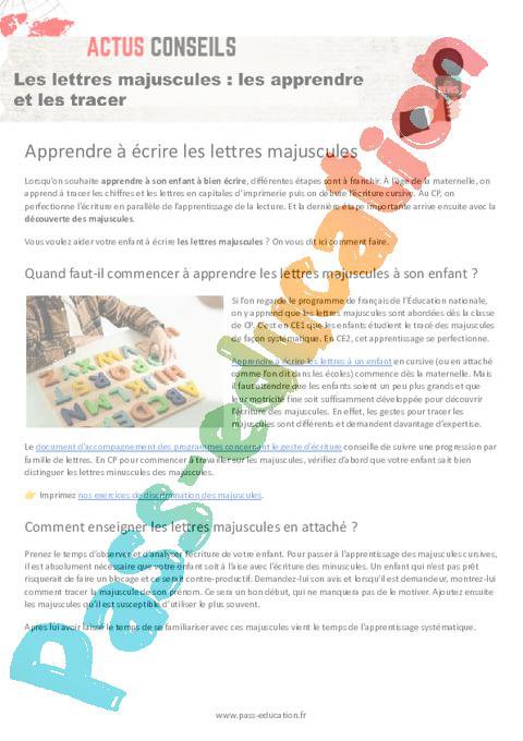 Les lettres majuscules : les apprendre et les tracer par Pass-education ...