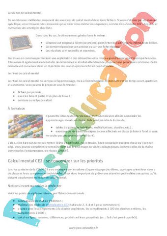 Calcul mental CE2 : conseils pour une activité progressive par Pass ...