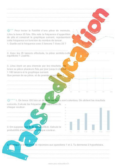 Calculer une probabilité – 3ème – Exercices avec les corrigés – PDF à ...