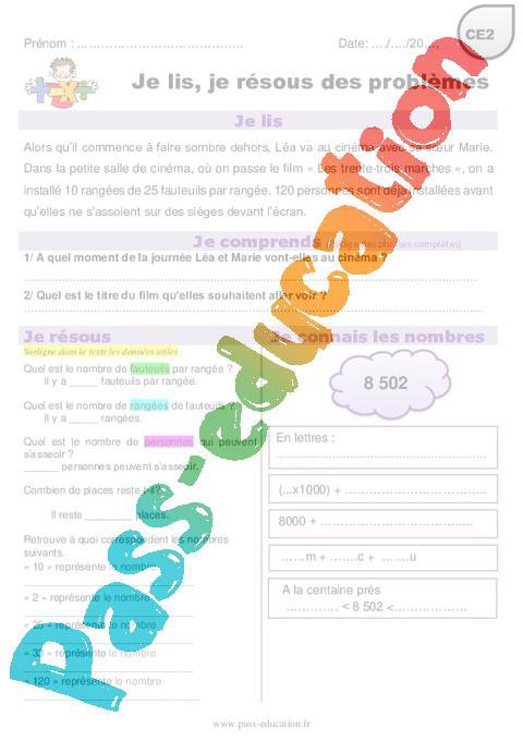 Addition, multiplication, soustraction – CE2 – Je lis et je résous des ...