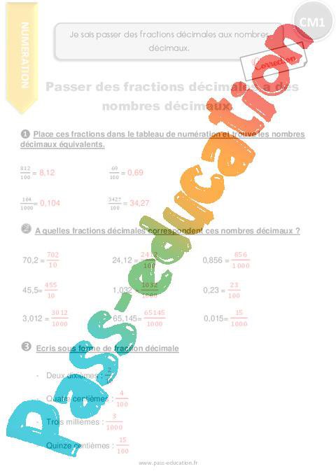 Comment passer des fractions décimales aux nombres décimaux – CM1 ... Comment passer des fractions décimales aux nombres décimaux – CM1 ...