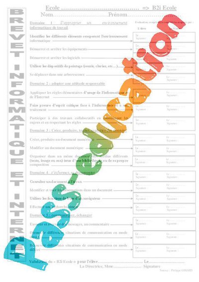 Bilan brevet b2i – Informatique – Ce2 – Cm1 – Cm2 – Cycle 3 – PDF à ...