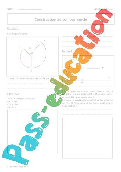 Construction au compas – Cercle – 6ème – Exercices avec correction ...