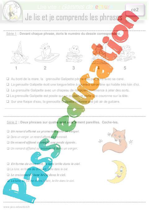 Je lis et je comprends les phrases – CE2 – Gamme de lecture – PDF à ...