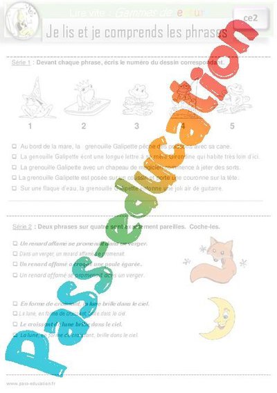 Je lis et je comprends les phrases – CE2 – Gamme de lecture – PDF à ...