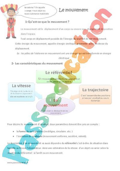 Qu’est-ce-que le mouvement ? – Cm1 – Cm2 – Exercices par Pass-education ...