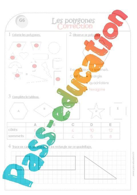 Carré, triangle et rectangle – Ce1 – Exercices sur les Côtés et sommets ...