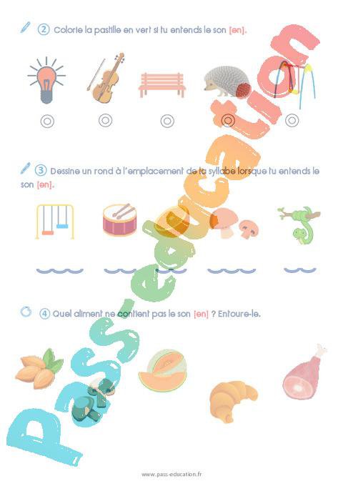 Le son [en] – GS – Phonologie – Exercices par Pass-education.fr ...