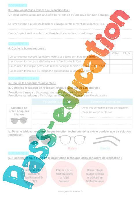 Description du fonctionnement et de la constitution d’objets techniques – Cm1 – Exercices ...