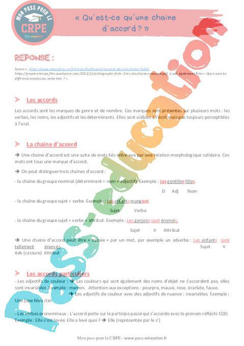Qu’est-ce qu’une chaine d’accord ? – crpe 2024 – pdf à imprimer par ...