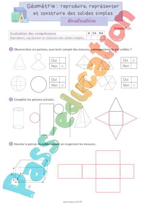 Reproduire, représenter et construire des solides simples – Évaluation ...