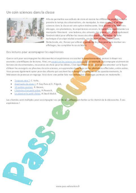 Un projet en science cycle 1 : comment le concevoir par Pass-education ...
