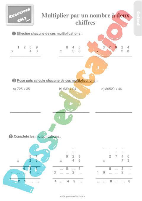 Multiplier un entier par un nombre à deux chiffres au Cm2 – Evaluation ...