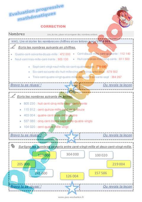 Lire Et écrire Les Nombres En Chiffres Et En Lettres Jusqu’à 999 999 Au 