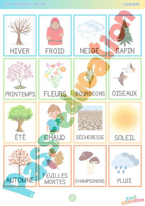 Les 4 saisons – MS – GS – Dossier d’activités – Maternelle – PDF à ...