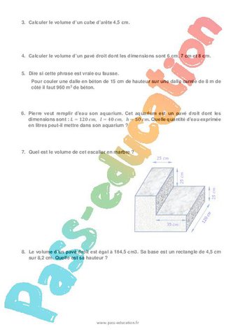 Volume du pavé droit – 6ème – Séquence complète – PDF à imprimer par ...