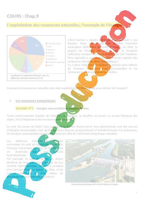 L’exploitation des ressources naturelles, l’exemple de l’énergie – 3ème ...