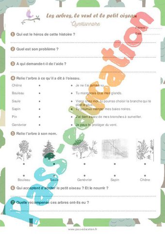 Les arbres, le vent et le petit oiseau – Conte – Ce1 – Lecture ...