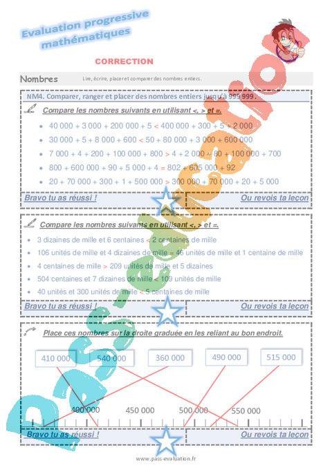 Comparer, ranger et placer des nombres entiers jusqu’à 999 999 au Cm2 ...