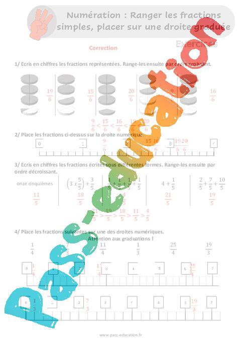 Ranger les fractions simples, placer sur une droite graduée – Exercices ...
