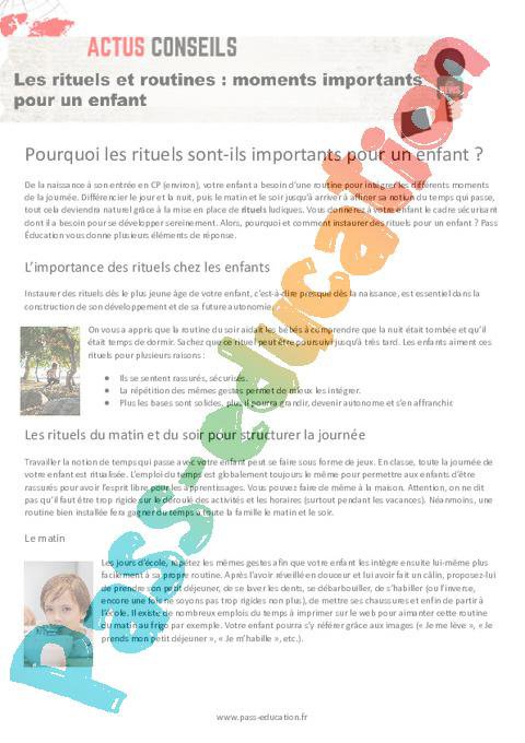 Les rituels et routines : moments importants pour un enfant par Pass ...