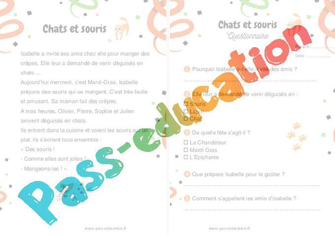 Chats et souris – Ce1 – Récit – Lecture compréhension – Cycle 2 – PDF à ...