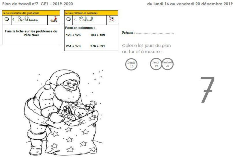 Plan de Travail de Noël CE1 déc 2019 par Zaubette - jenseigne.fr